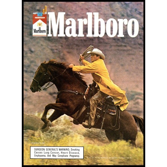 Marlboro | Art | 988 Marlboro Cigarettes Vintage Print Ad Cowboy Man ...